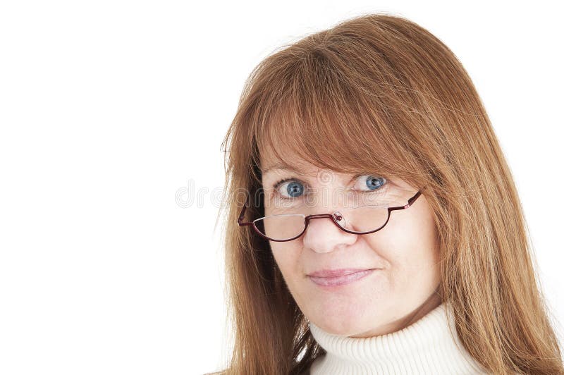 Portrait of a Female Wearing Reading Glasses Stock Image - Image of ...