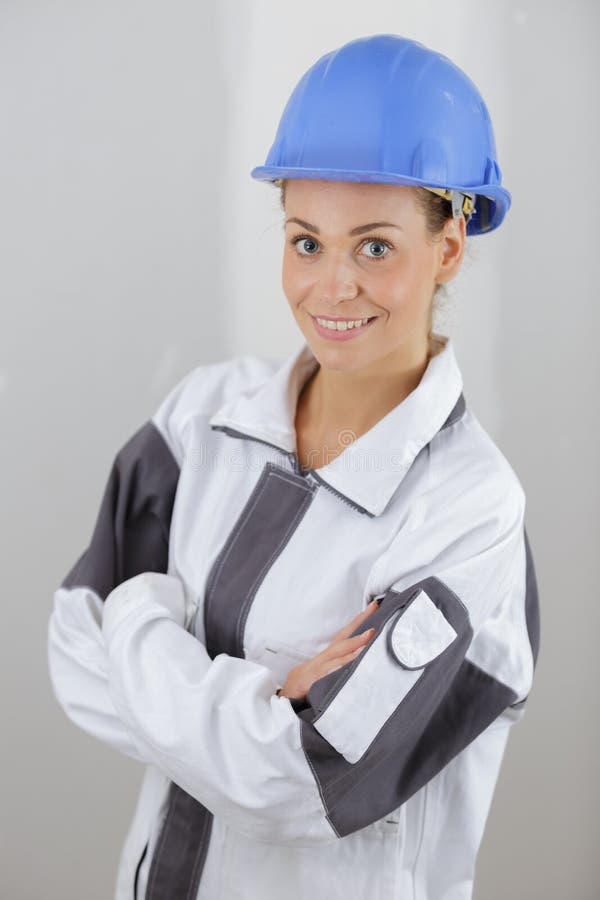 Portrait Female Worker in Construction Industry Stock Photo - Image of ...