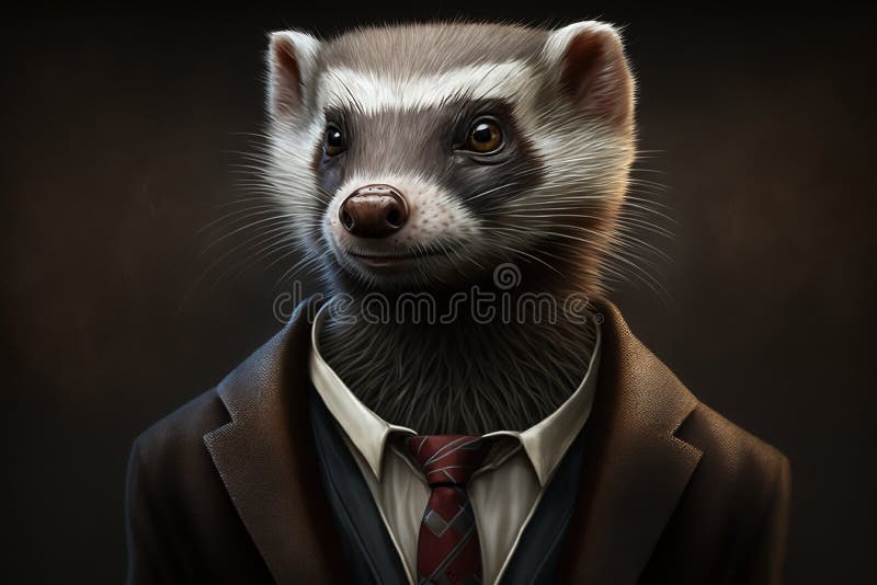 Portrait of Ferret in a Business Suit. Generative AI Stock Illustration ...