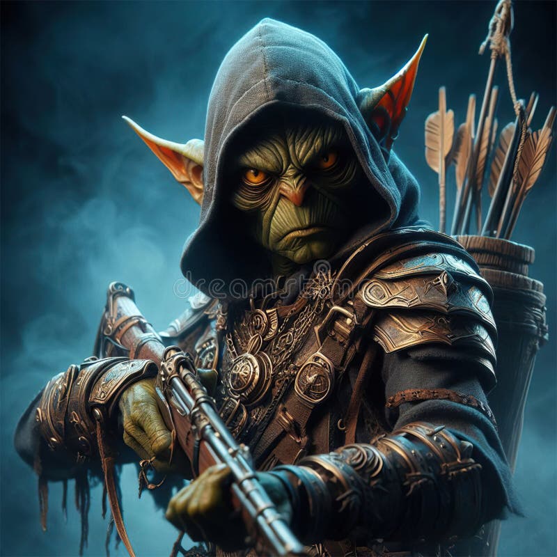 Portrait of a Fierce Goblin Assassin Poised for Combat Stock ...