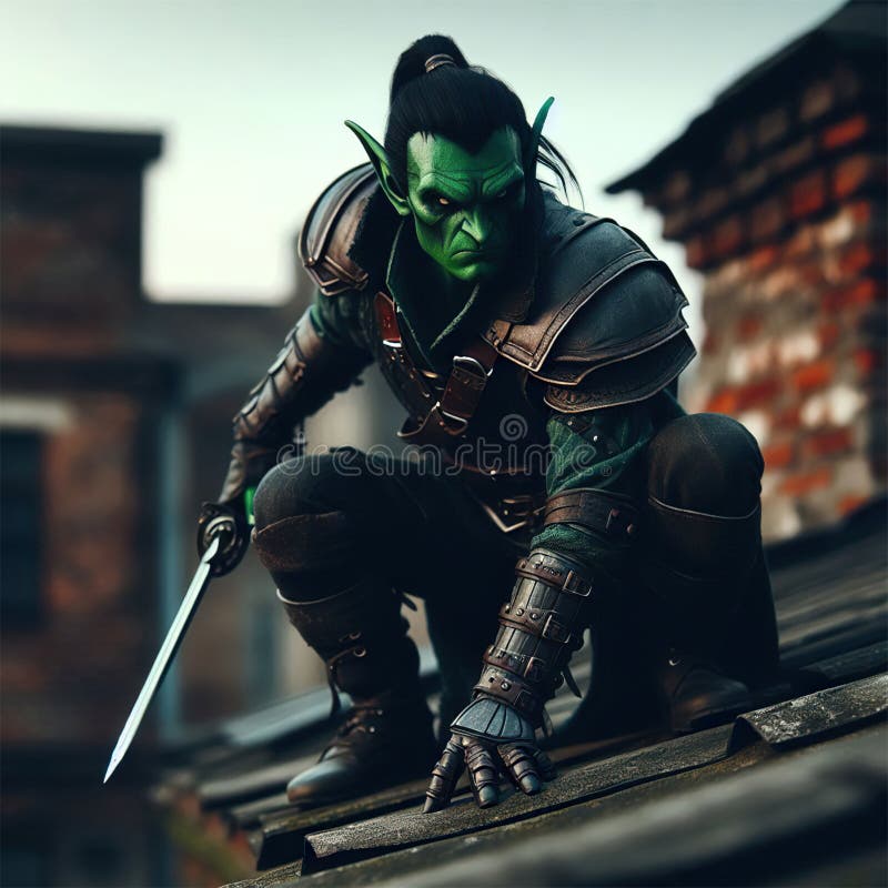 Portrait of a Fierce Goblin Assassin Poised for Combat Stock ...