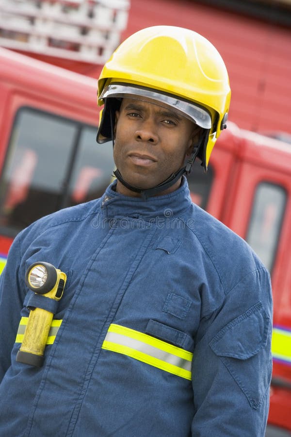 Portrait of a firefighter stock image. Image of middle - 5948329