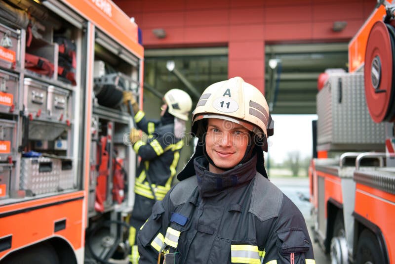 Portrait of a Firefighter in the Operations Centre at the Fire-fighting ...