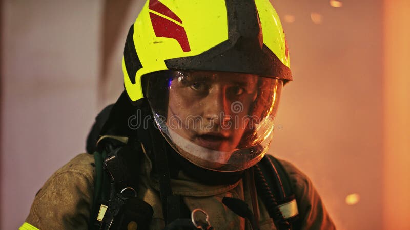 Portrait of the Fireman in Full Uniform Stock Image - Image of ...