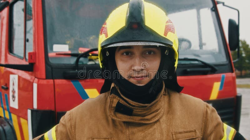 Portrait of the Fireman in Full Uniform Stock Photo - Image of accident ...