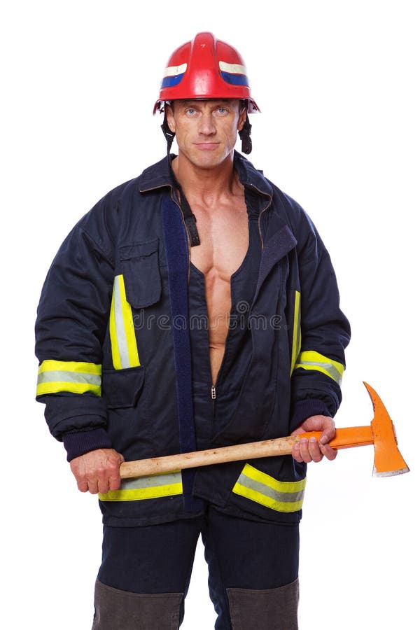 Portrait of Fireman Posing with Hummer Stock Photo - Image of ...