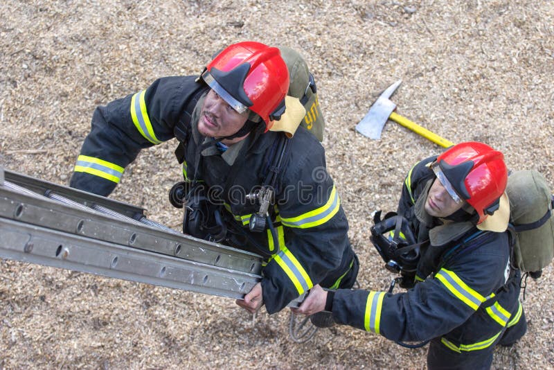 Portrait of a Fireman on the Stage Stock Photo - Image of soot, group ...