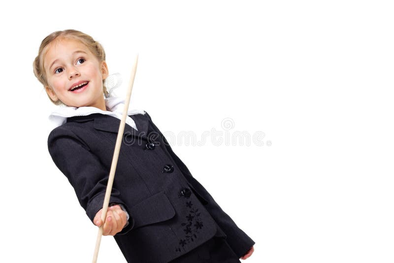 Portrait of a First Grader in a School Uniform on a White Background ...
