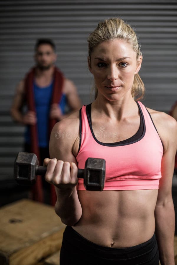Portrait Of Fit Woman Lifting Dumbbells Stock Image Image Of Muscular