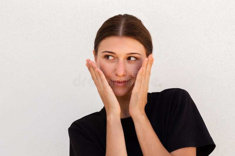 Portrait of Flirty Young Woman Hiding Her Face Stock Photo - Image of ... Portrait of Flirty Young Woman Hiding Her Face Stock Photo - Image of ...