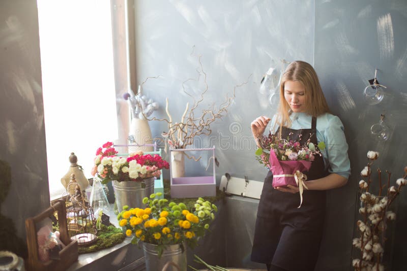 Portrait Of Florist Dreaming At Work Stock Image - Image of lifestyle ...