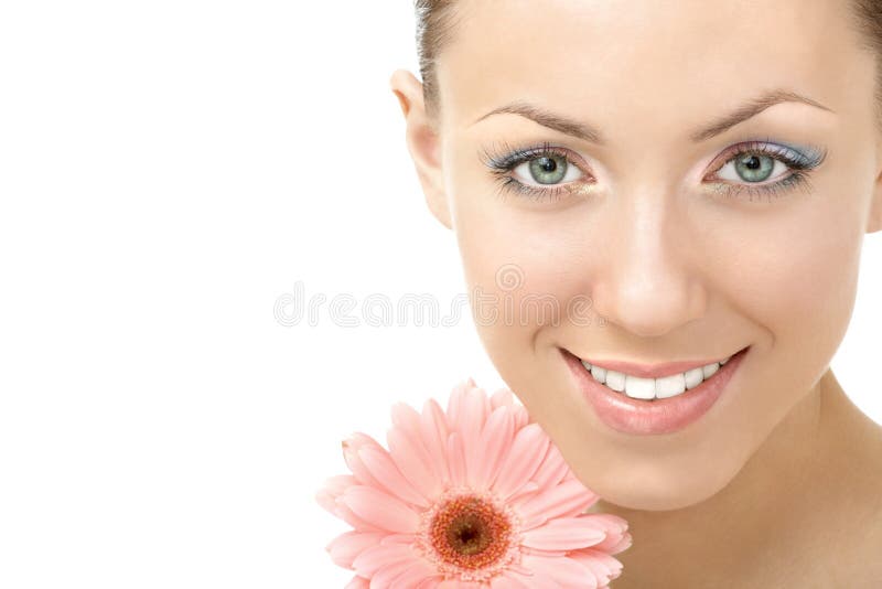 Portrait with a flower stock photo. Image of eyes, happy - 9002322