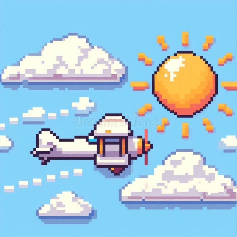 Portrait of a Flying Helicopter, Pixel Art Stock Illustration ...