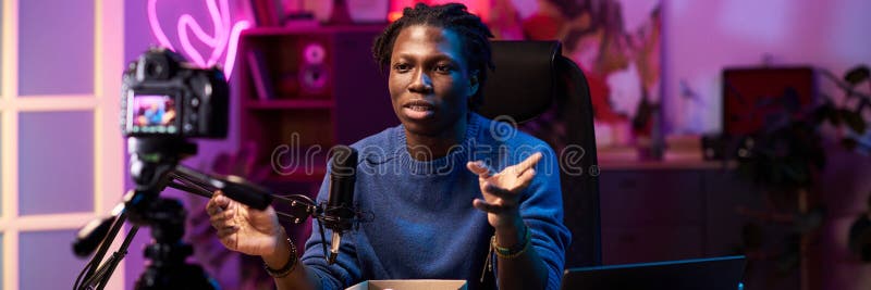Portrait of Focused Content Creator Filming in Studio Stock Image ...
