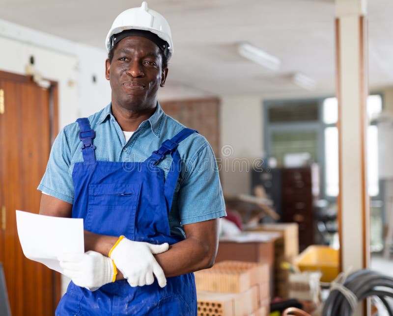 Portrait of Foreman Inside Construction Site Stock Image - Image of ...
