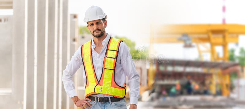 Portrait of Foreman Worker on a Construction Site, Engineer Man in ...
