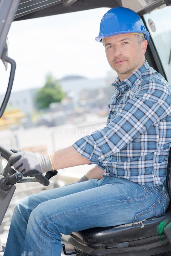 Portrait Man in Forklift Truck Stock Photo - Image of driver, ethnic ...