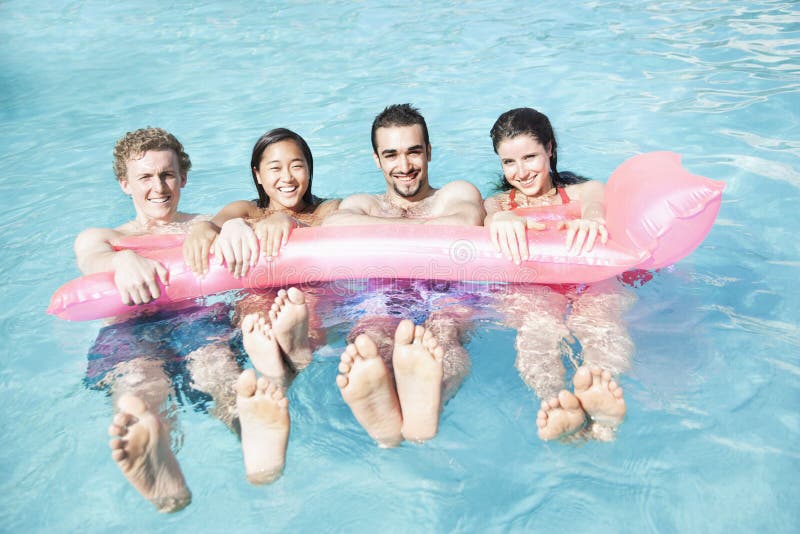 Friends at the Pool stock photo. Image of grinning, cute - 8522076