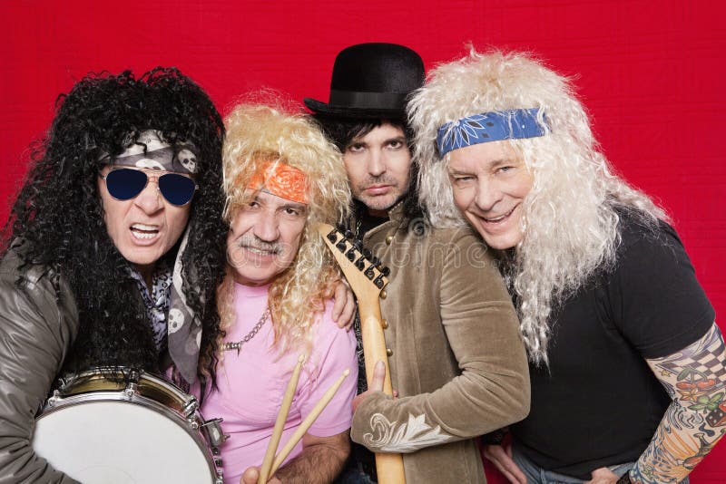 Portrait of Four Hippie Musicians Stock Image - Image of guitarist ...