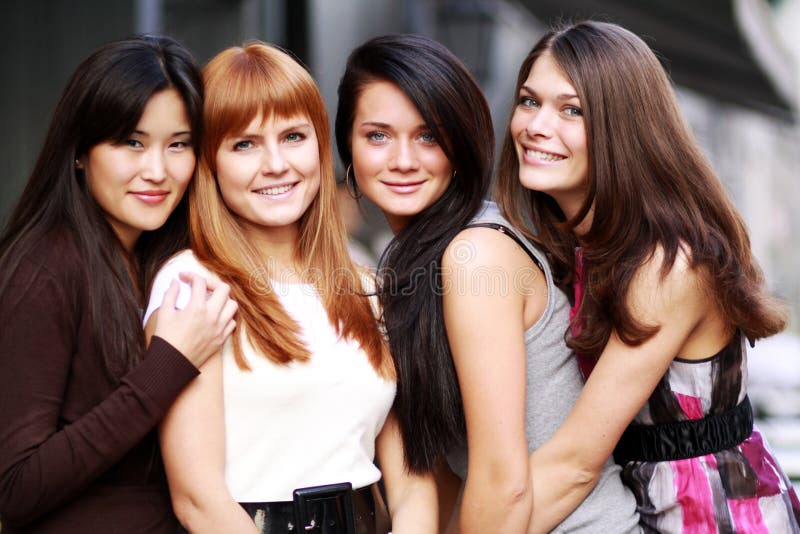 Portrait of Four Urban Women Stock Image - Image of happiness, girl ...