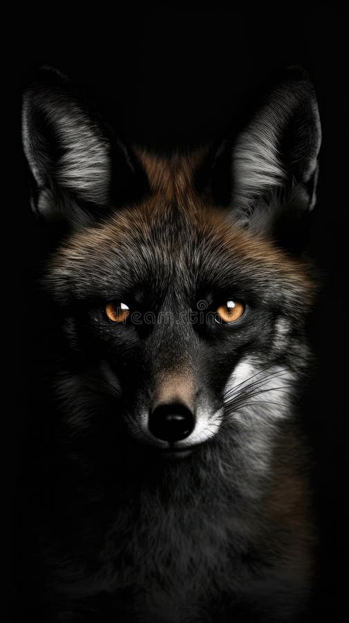 Portrait of Fox Animal on Black Background. Generative AI Stock Image ...
