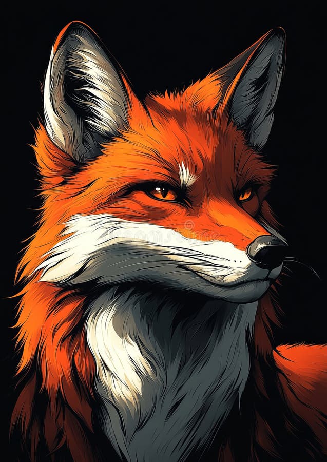 Portrait of a fox stock illustration. Illustration of artistic - 367888742