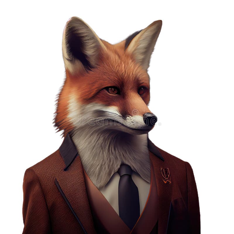 Portrait of a Fox Dressed in a Formal Business Suit Stock Illustration ...
