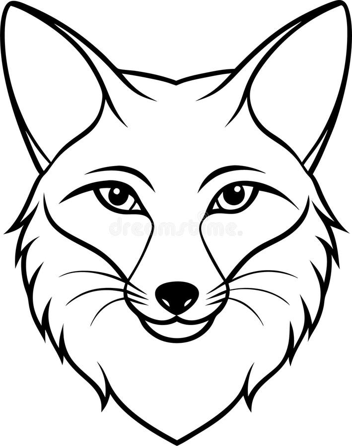Portrait of Fox Head on White Background Vector Art Illustration Stock ...