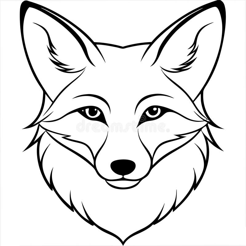 Portrait of Fox Head on White Background Vector Art Illustration Stock ...