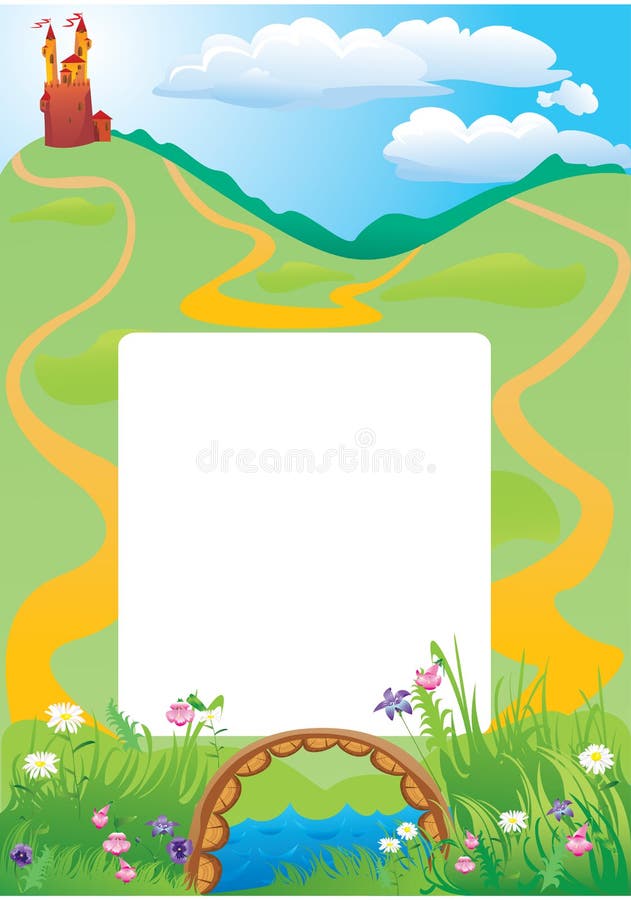 Portrait Frame with Fairy Tale Castle Stock Vector - Illustration of ...