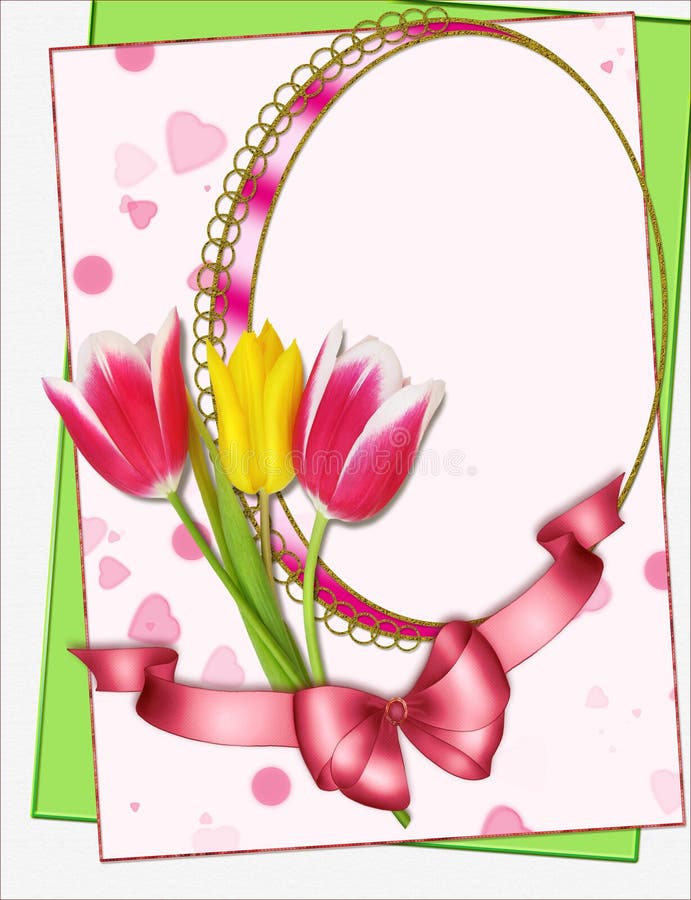 Portrait Frame with Tulips Collage Stock Illustration - Illustration of ...