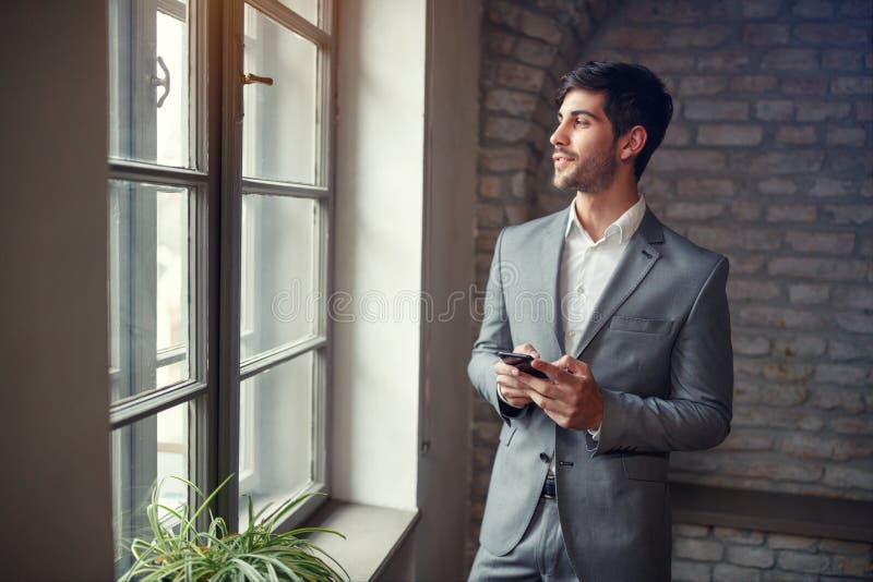 Portrait of freelance businessman in suit, Portrait of freelance ...