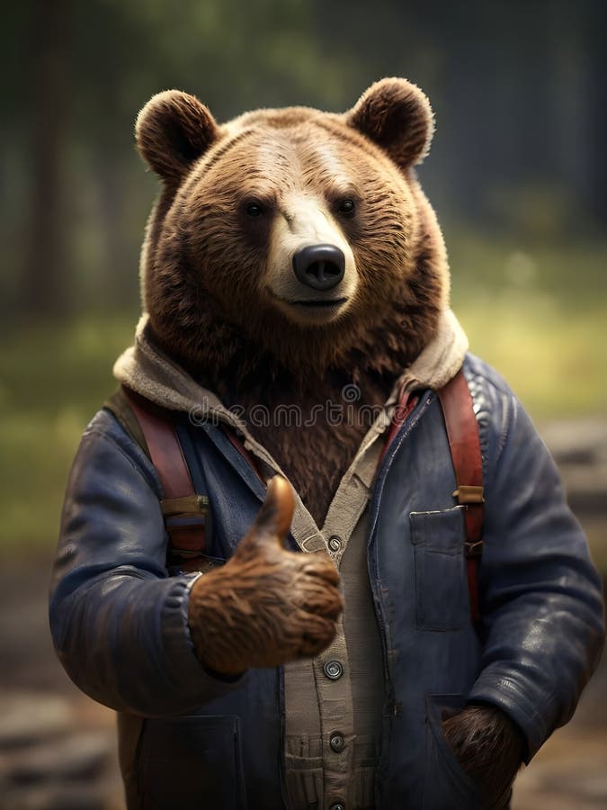 Portrait of Friendly Bear Making Thumbs Up Stock Illustration ...