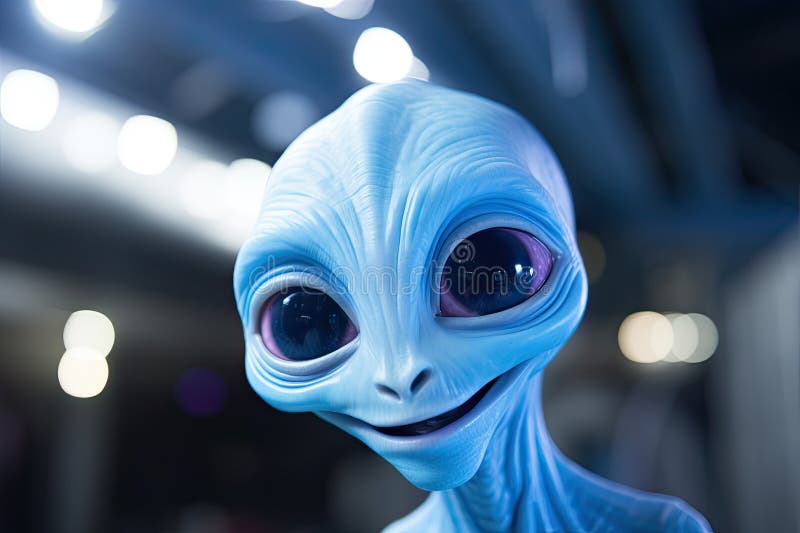 Portrait of Friendly Blue Alien AI Generated Stock Illustration ...