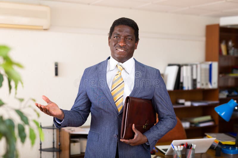 Portrait of Friendly Businessman in Office Stock Image - Image of ...