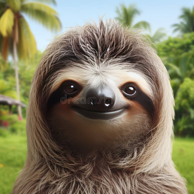 Portrait of Friendly Smiling Sloth. Ai Generative Stock Illustration ...