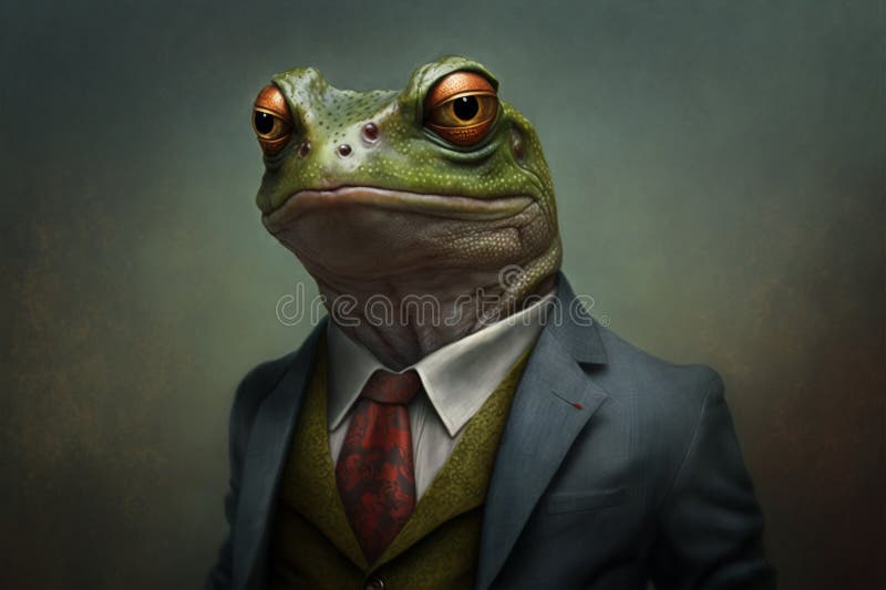 Portrait of a Frog Dressed in a Formal Business Suit at the Office ...