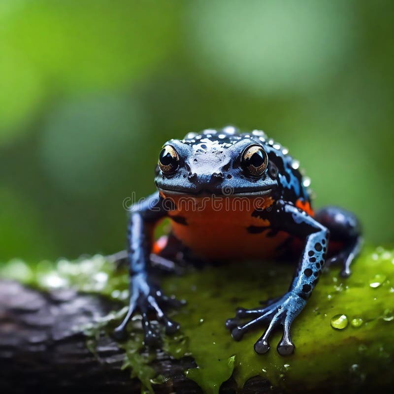 Portrait of Frog after the Rain on Tree in Macro Focus. Stock ...