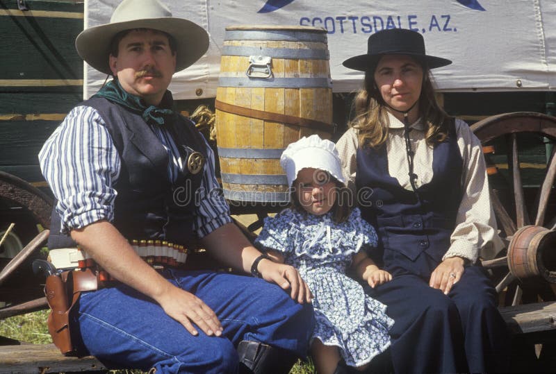 Portrait of Frontier Family during Cowboy Reenactment, CA Editorial ...