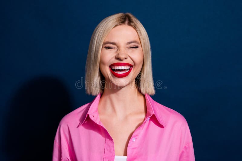 Portrait Of Funky Positive Woman With Straight Hair Wear Stylish Shirt