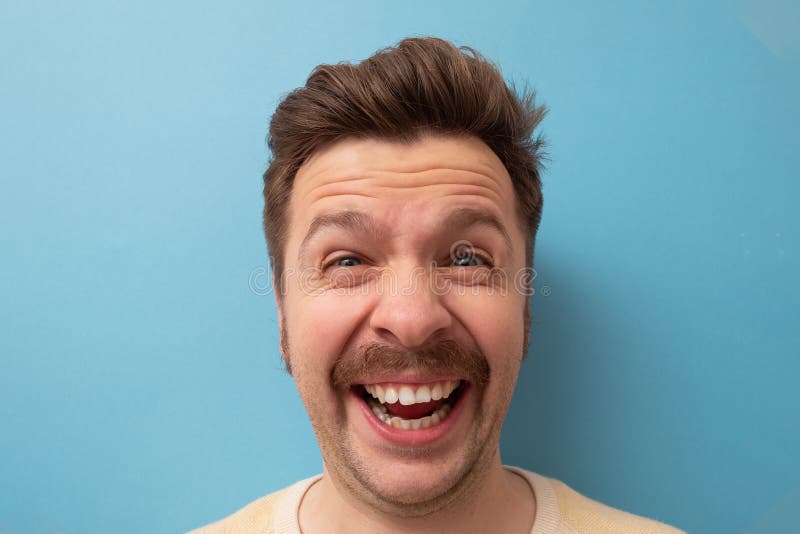 Portrait of a Funny Caucasian Man Laughing Stock Image - Image of ...