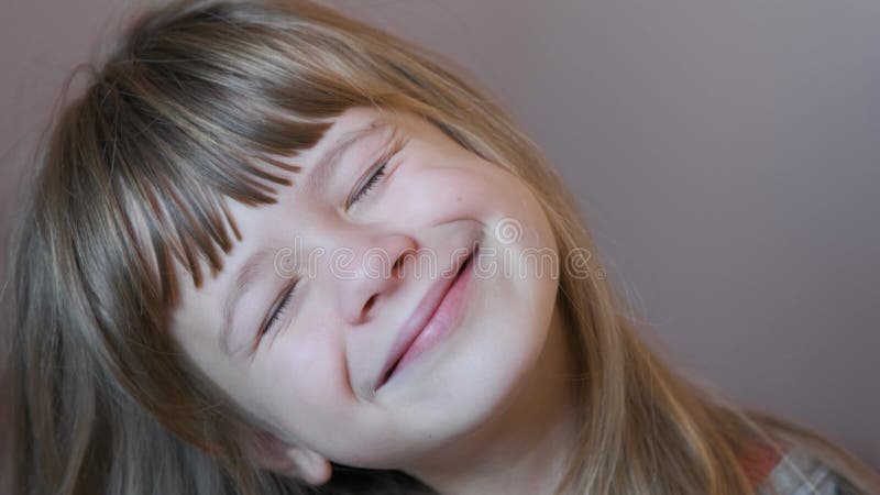 Portrait of Funny Child Girl Smiling in Camera. Stock Video - Video of ...