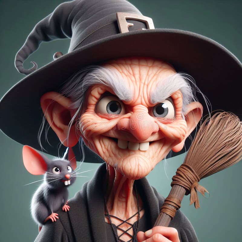 Portrait of Funny Elderly Witch Illustration Stock Illustration ...