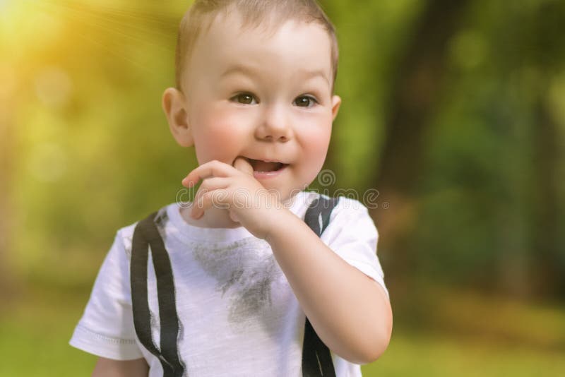 Portrait of Funny Little Boy Stock Image - Image of playful, beautiful ...