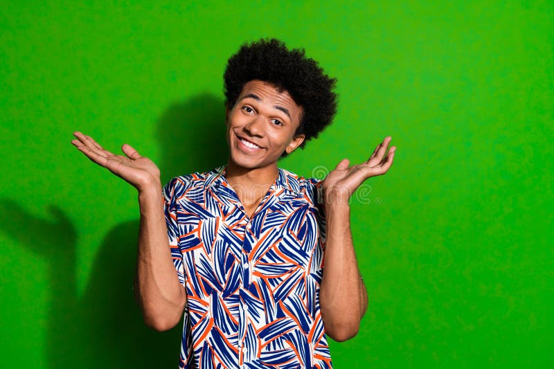 Portrait Of Funny Man Shrugging Shoulders Cheerful Person Has No Idea To Answer You