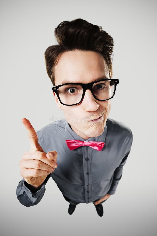 Stereotypical Nerd In Glasses Stock Photo - Image of boring, derogatory ...