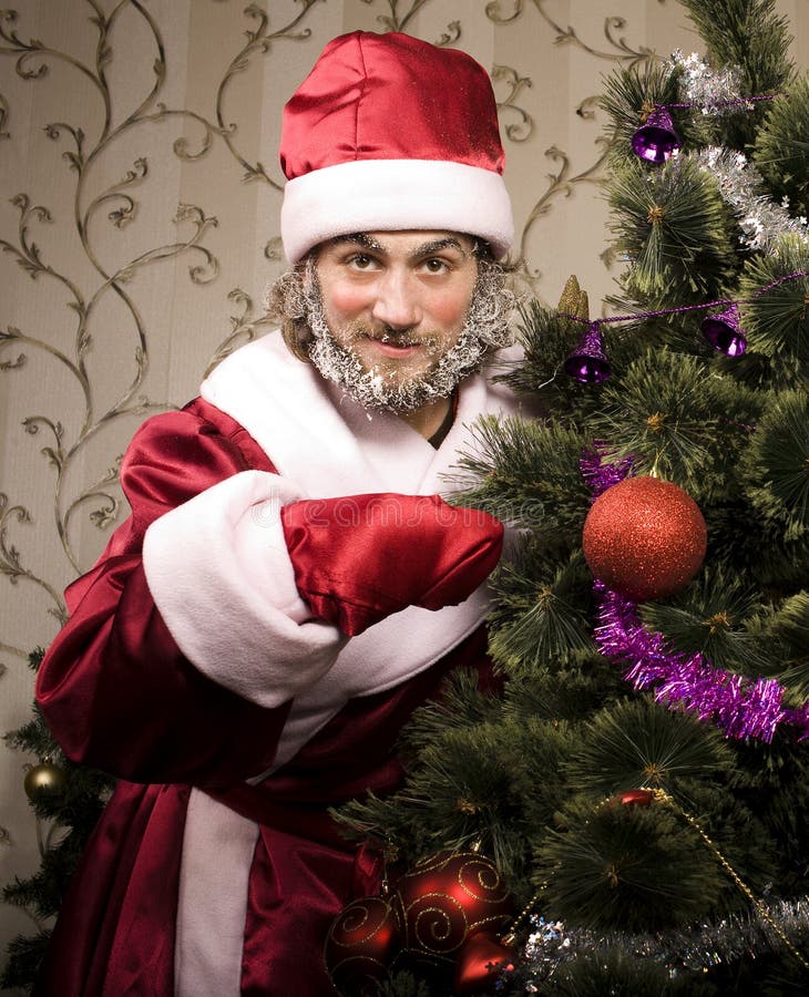 Portrait of Funny Santa Claus Stock Photo - Image of interior, beard ...