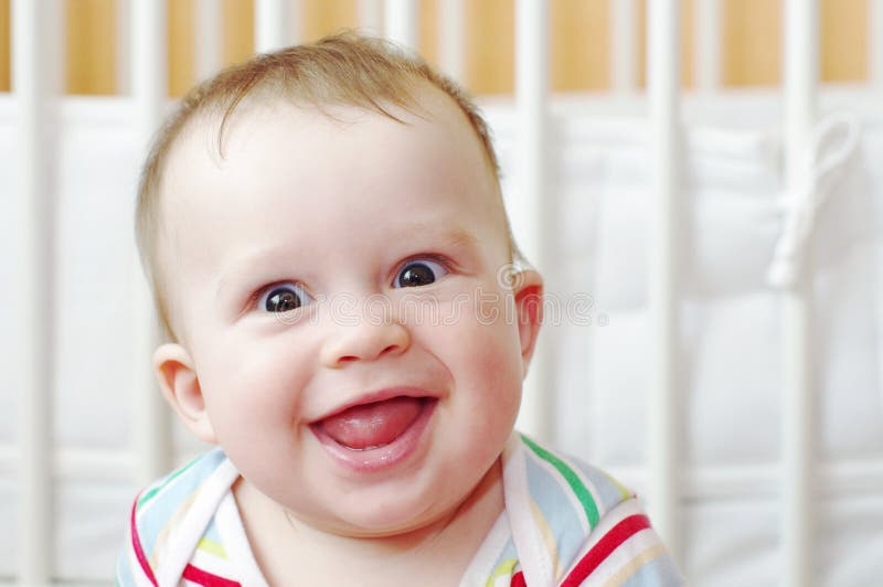 Portrait of Funny Smiling Baby Stock Image - Image of laugh, childhood ...