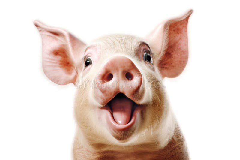Portrait of Funny Smiling Pig Isolated Stock Illustration ...
