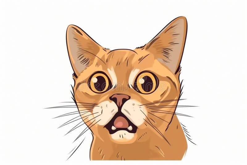 Portrait of a Funny Very Surprised Cat. AI Generated Stock Illustration ...